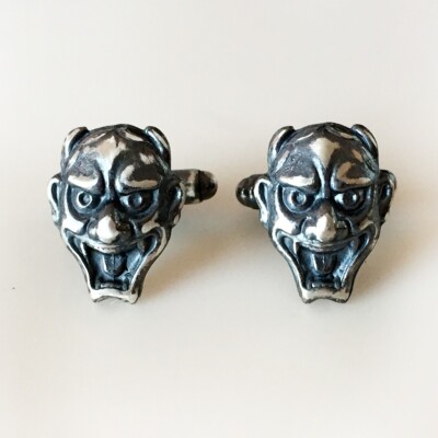 DEVIL FACE oxidized sterling silver 925 hand made cufflinks LUCIFER ...