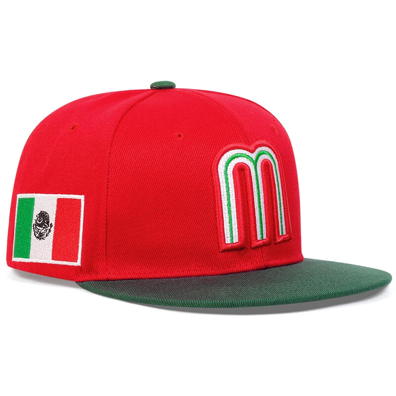 Mexico Baseball Cap Letter M With Embroidered Flag Flat Brim Snapback ...