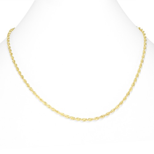 10K Yellow Gold 1.5mm-4mm Laser Diamond Cut Rope Chain Pendant Necklace ...