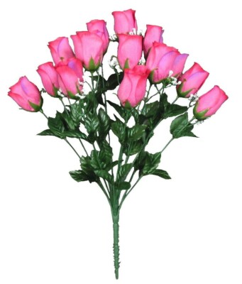 Hot Pink 14-Rose 21" Bush Microfiber Silk Flower Wedding Indoor Outdoor ...