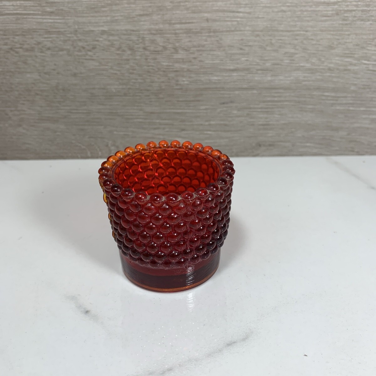Ruby Red Glass Candle Holder TINTORETTO Red Deecorated Candleholder