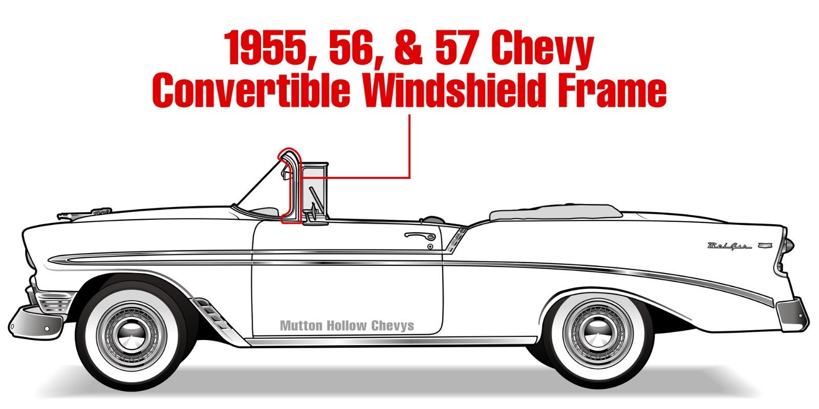 55 56 57 Chevy Convertible Windshield Frame 1955 1956 1957 Chevrolet ...
