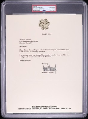 President Donald Trump Signed 1994 Letter Regarding 48th Birthday PSA ...