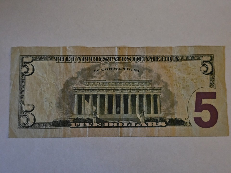 $5 Dollar Bill Birthday Note with Fancy Serial Number 01191972 (Jan ...