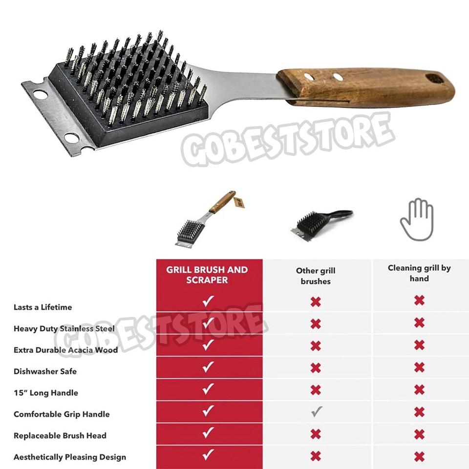 BBQ Grill Cleaning Brush Heavy Duty Wire Scraper for Outdoor Grill ...