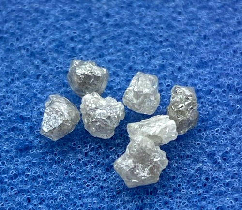 RAW DIAMOND 1.53TCW 7PCS LOT GRAY MILKY WHITE COLOR NATURAL IRREGULAR ...