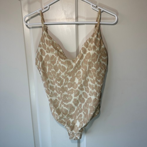 Aerie One Piece Swimsuit Cheeky Leopard Print Beige Nude Neutral Boho ...