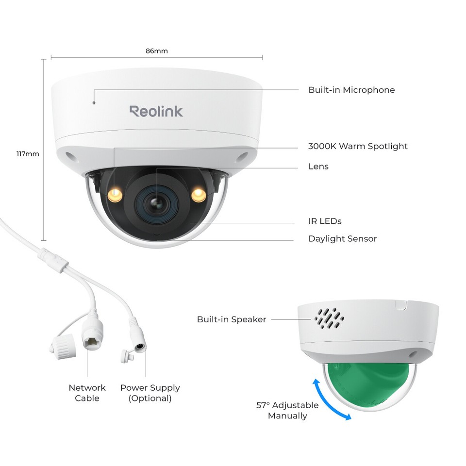 Reolink RLC 1240A 12MP UHD PoE Security Camera Color Night Vision 145 ...