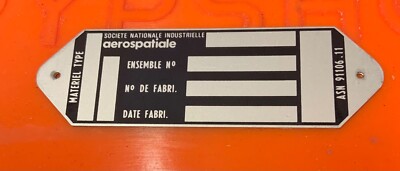 🇺🇸 Aerospatiale aircraft ID tag Identification label 91106-11 | eBay