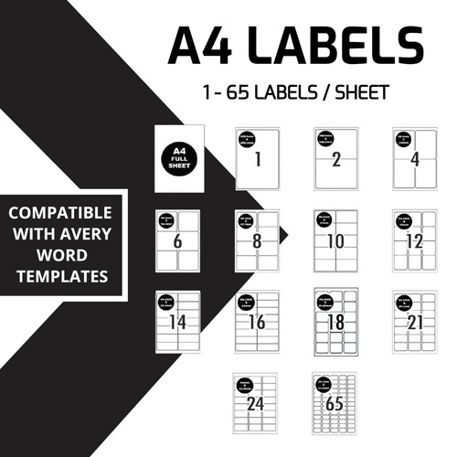 A4 Self Adhesive Labels Inkjet Laser Sticker Mailing Address 1-65 Per ...