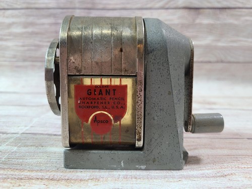 Vintage Apsco Deluxe Giant Pencil Sharpener Manual Hand Crank Wall ...