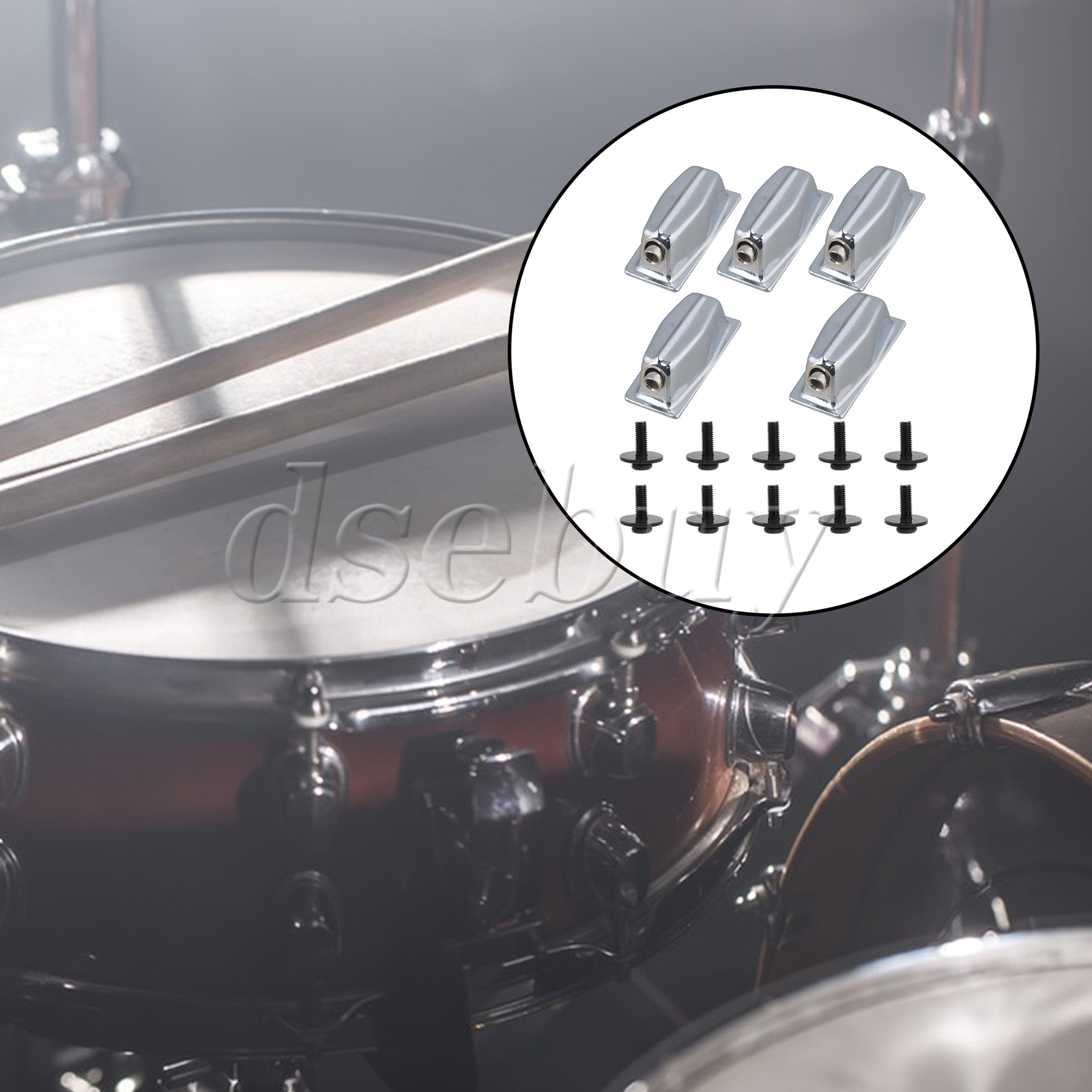 5 Pieces 1.5" Single Ends Snare Drum Lugs with M5 x 16mm Screws for ...