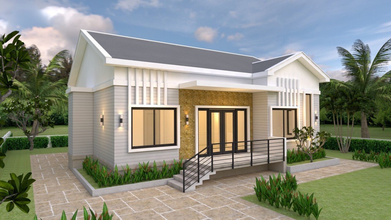 40x40 Feet House Plans 12x12 Meter 4 Bedrooms 2 Baths Gable Roof (A4 ...