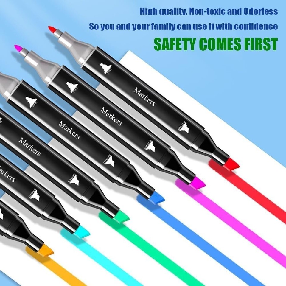 80 Colors Art Drawing Markers Set for Kids Adults Dual Tip Alcohol ...