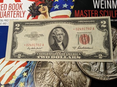 Rare 1953 A Red Star Note 2 Dollar Bill PROBLEM FREE CHOICE UNC. NOTE ...
