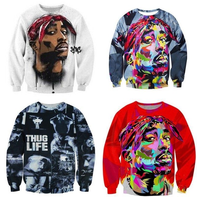 Tupac Sweatshirt Men Women Hip Hop Sweater Rapper 2pac Pullover Jumper ...