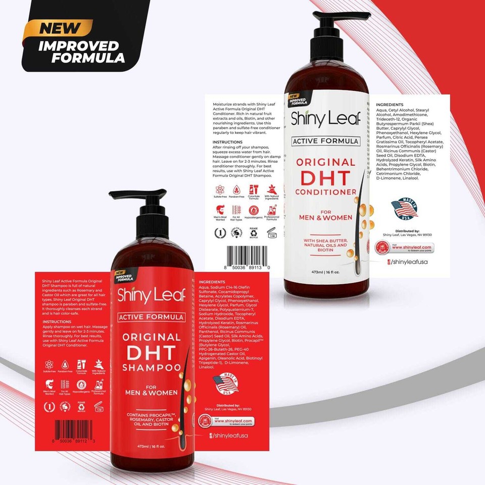 DHT Blocker Anti Hair Loss Shampoo and Conditioner set with Biotin (2 x ...