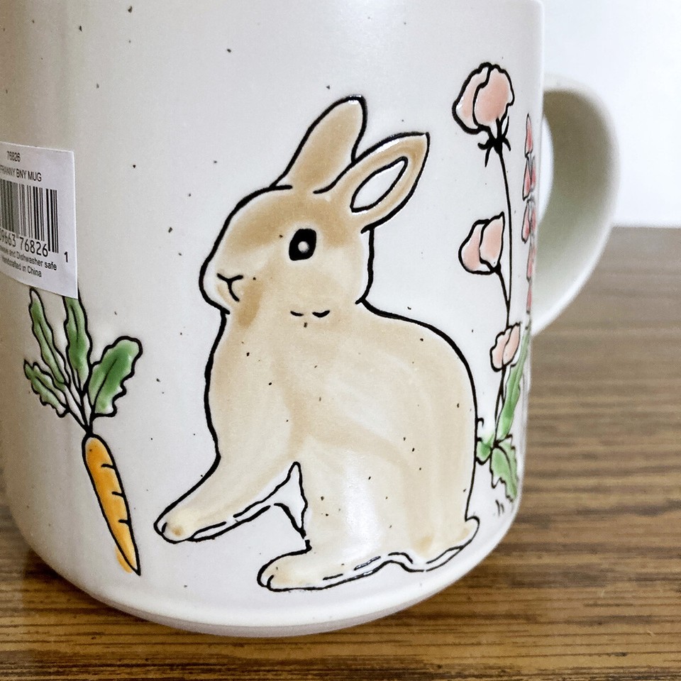 Bunny Rabbit Coffee Mug Large 17 oz Hand Painted Spring Easter Eli ...