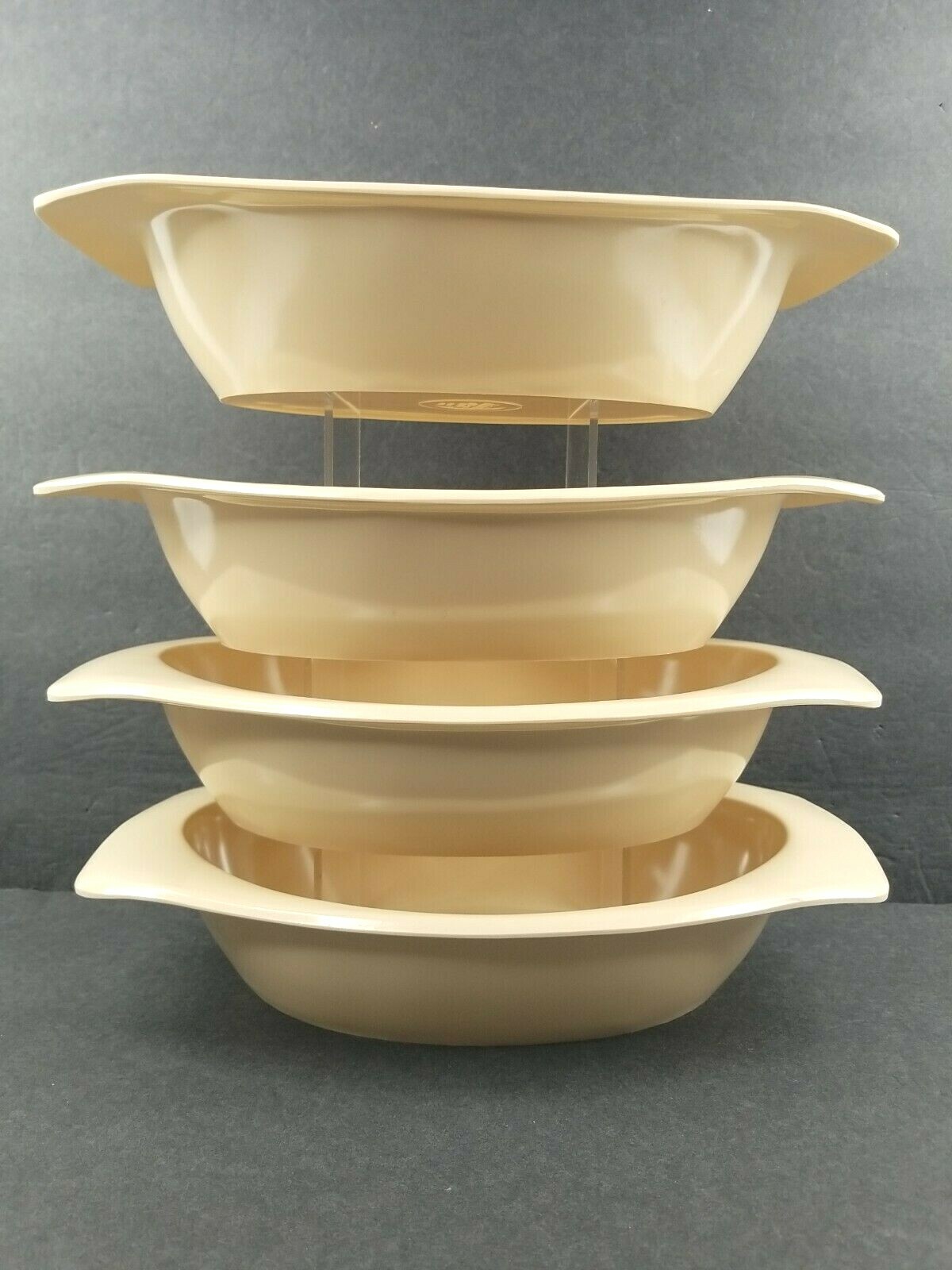 4 Prolon Ware Beige Oval Handled Serving Bowls Set Vintage 11" Melamine ...
