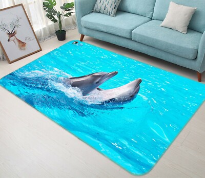 3D Blue Sea Dolphin ZHUA782 Game Non Slip Rug Mat Photo Carpet Amy | eBay