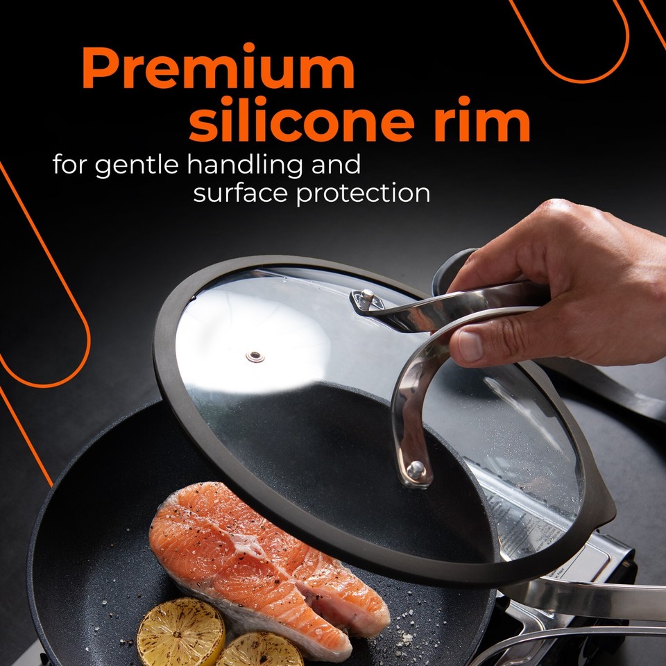 EMURA® Nonstick Frying Pan & Glass Lid. Aluminum Easy Clean Non Stick ...