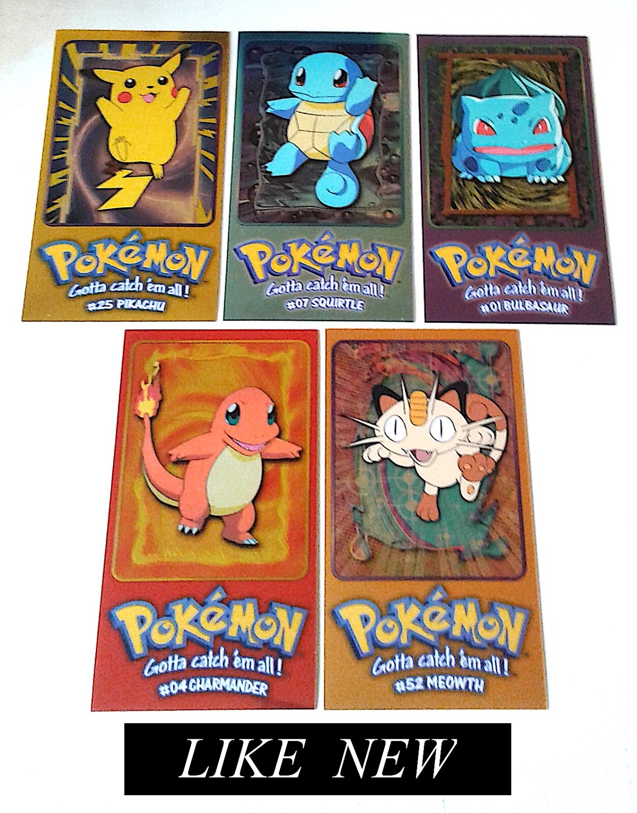 1999 TOPPS POKEMON JUMBO CHROME TIN TOPPERS SET 1-5 1ST ED TV ANIM ...