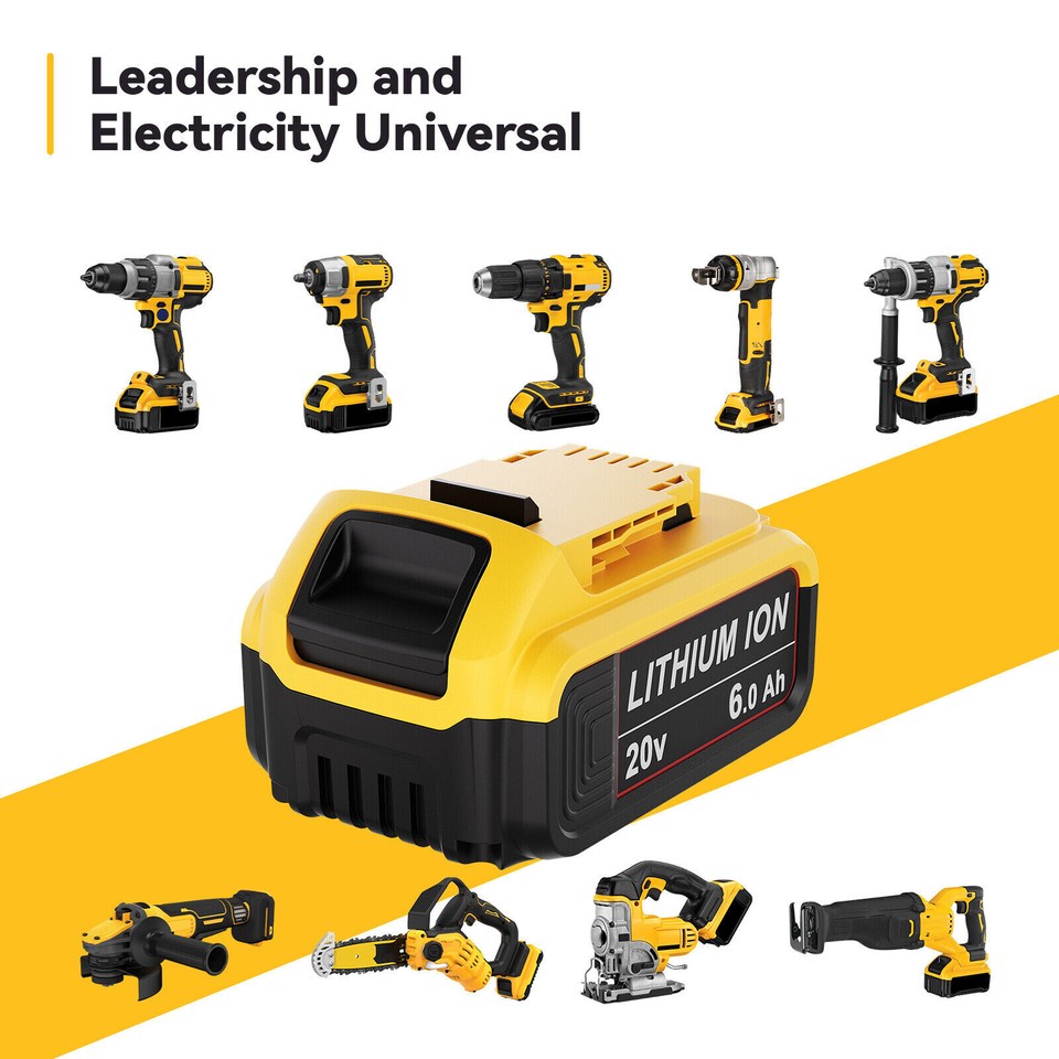 Pack For DeWalt 20V 20 Volt Max XR 6AH 8AH Lithium Ion Battery DCB206-2 ...