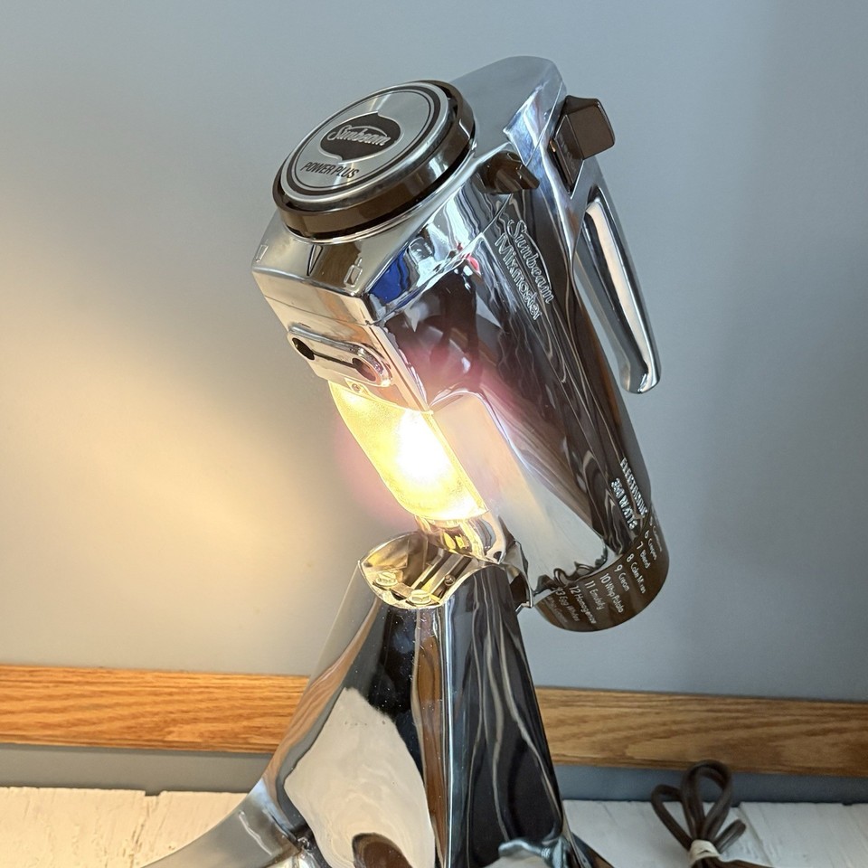 Sunbeam Power Plus Mixmaster vintage chrome & brown 16 speed Stand ...