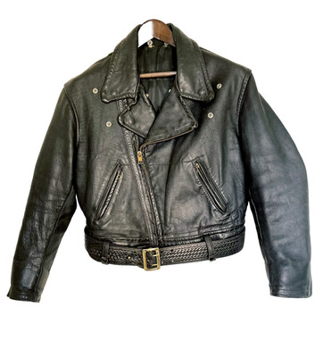 Cal Leather CHP Motorcycle Jacket Vintage Heavy Leather | eBay