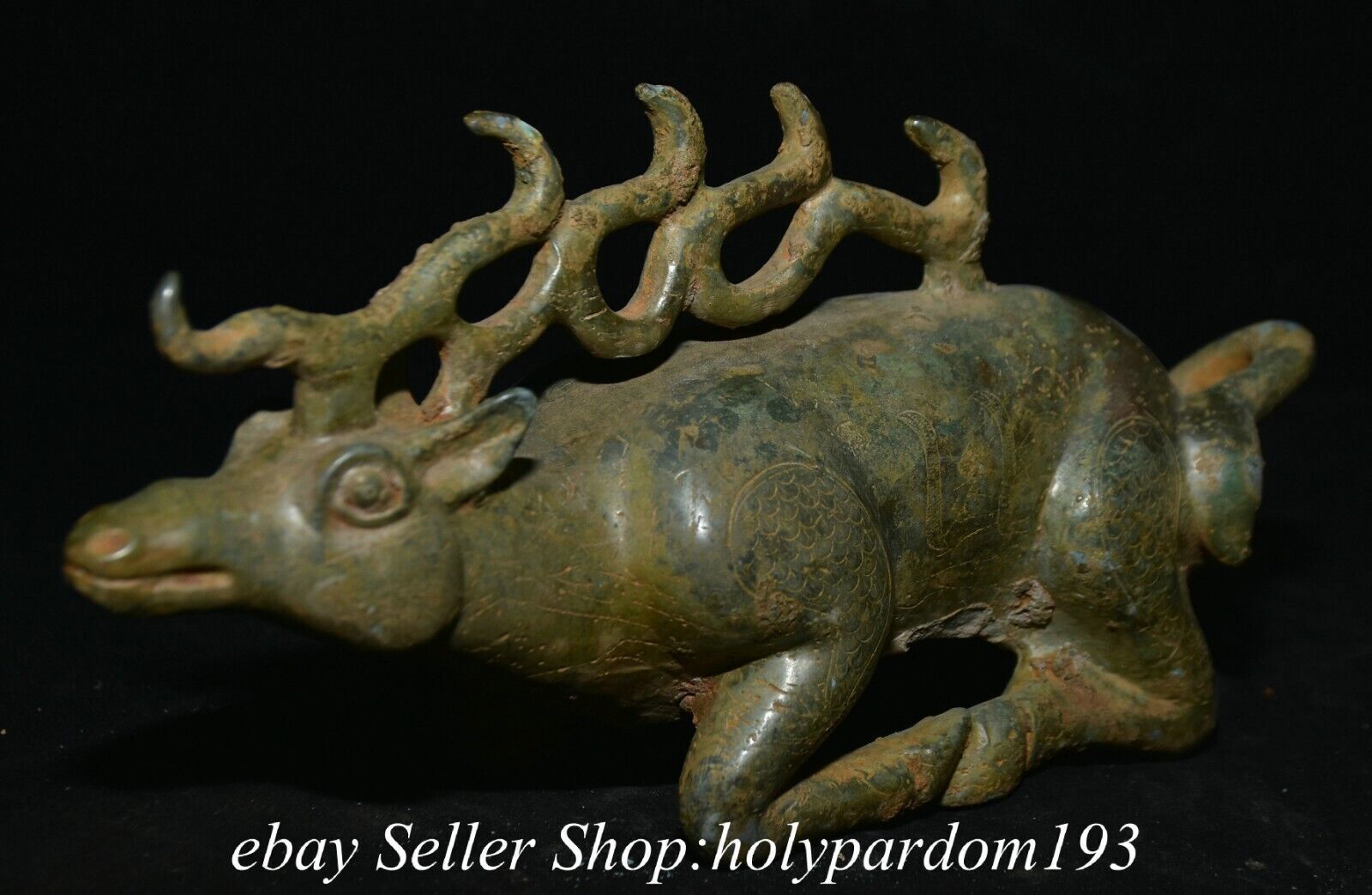 7.6" Old Chinese Shang Dynasty Bronze ware Deer Beast Statue Sculpture ...