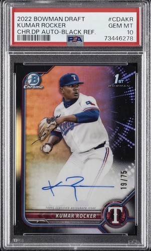2022 BOWMAN DRAFT CHROME DP AUTOS BLACK REFRACTOR KUMAR ROCKER 19/75 ...