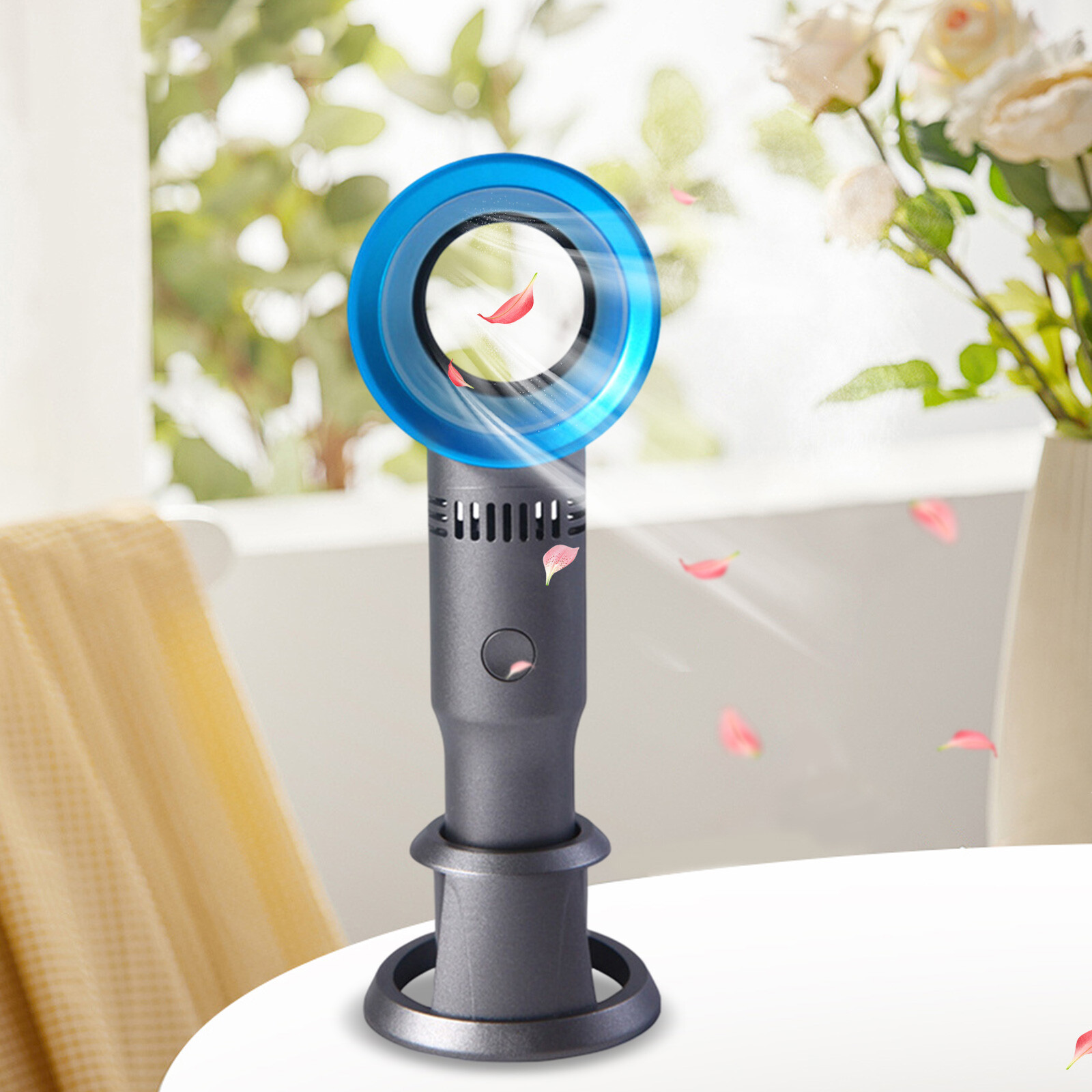 Bladeless Handheld Fan USB Rechargeable Mini Desktop Fan (Blue 4th ...