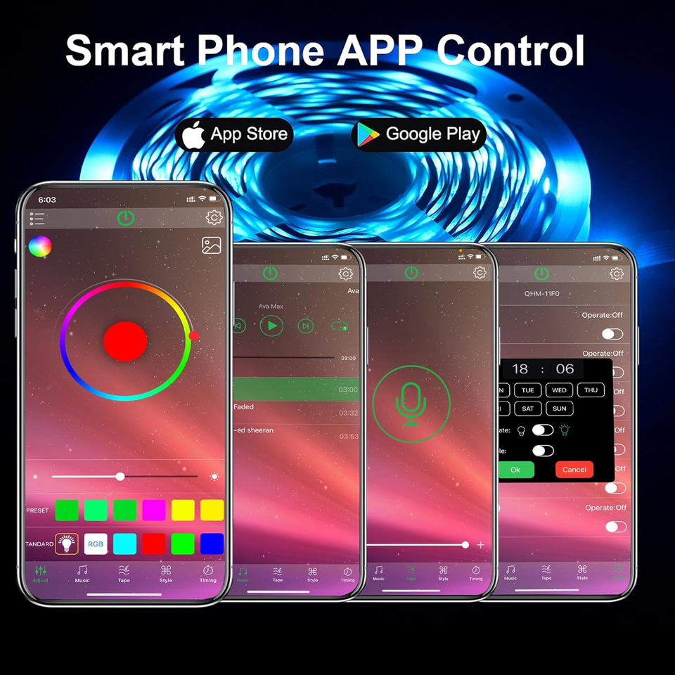 100Ft Led Strip Lights Smart Light Strips with App Control Remote, 5050 ...