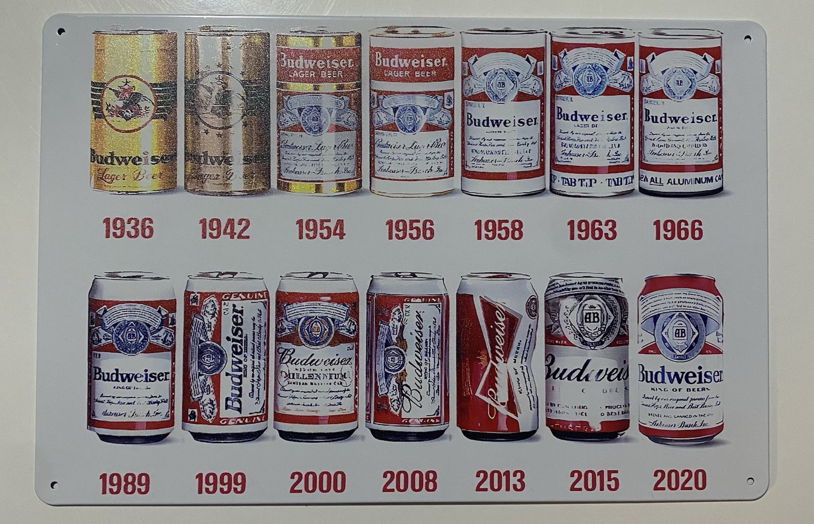 Budweiser Beer Evolution Of Cans Sign - Bud Light - 80s 90s | eBay