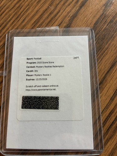 2025 Score Panini Football #301 Mystery Rookie Redemption SSP - Mystery ...