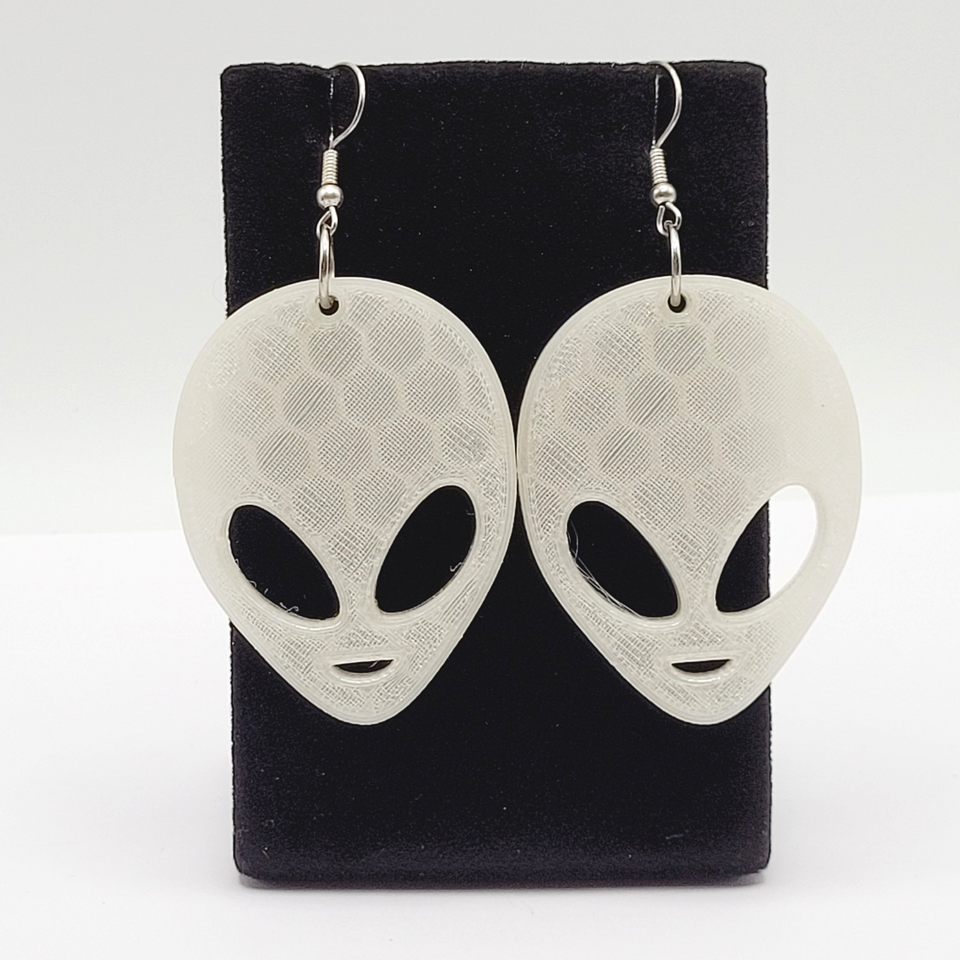 Alien Figural Head Little Green Men Martian Glow in Dark Resin Pierced ...