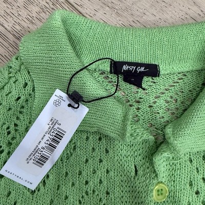 Nasty Gal 2pc Green Beach Sweater Top Shorts Set Sz S New NWT | eBay UK