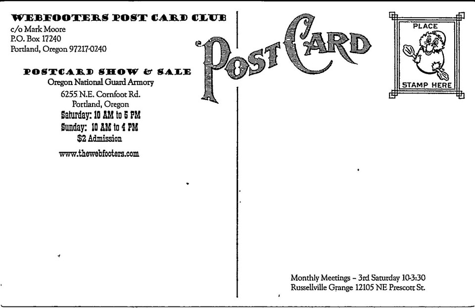 Portland Oregon OR Webfooter's Post Card Show Jackson Armory 2009 ...