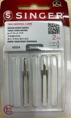 Genuine Singer Twin Universal (4mm) Needles #2024 Size:80/12 | eBay ...
