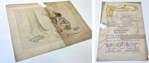 1927 hand inked MENU french language on Georges Redon print | eBay