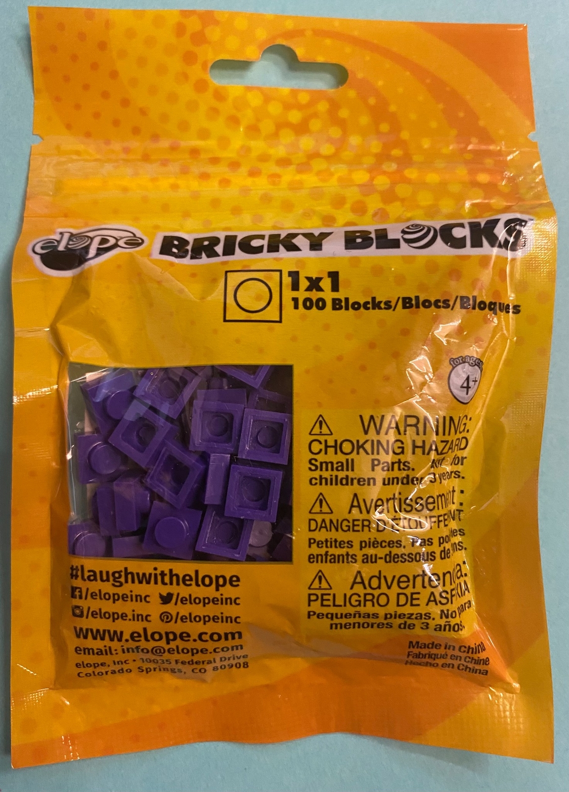 Sealed, BRAND NEW elope BRICKY BLOCKS 100 Pieces of 1x1 PURPLE Package ...