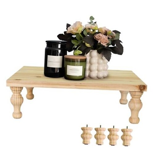 Decorative Wooden Display Riser, Farmhouse Wood Rectangle - Natural ...