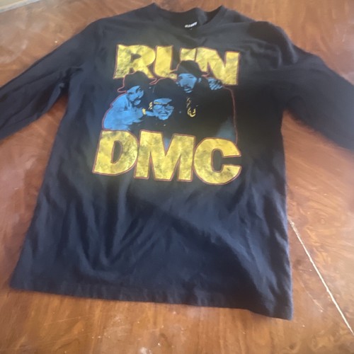 RUN DMC Shirt Mens Large Black Long Sleeve Crew Neck Music Band Rap Old ...
