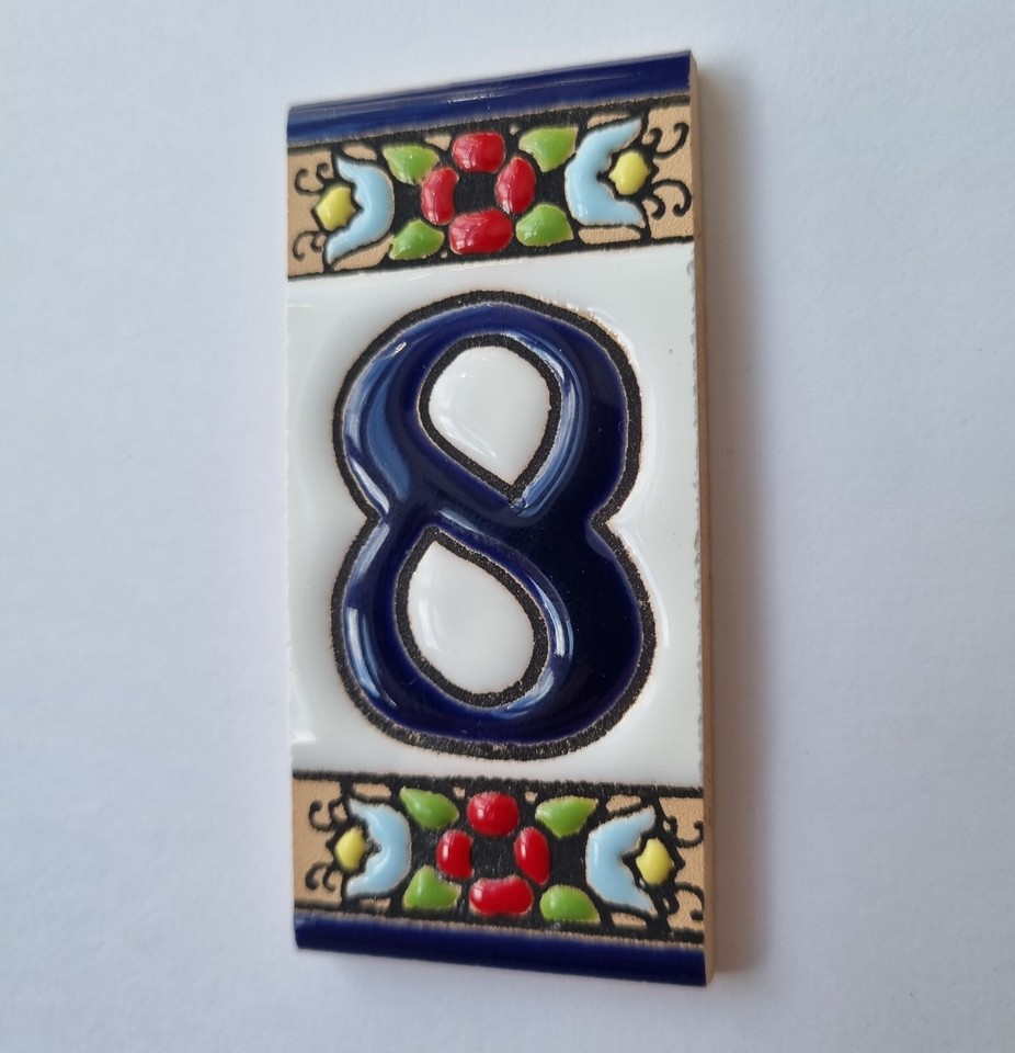 Hand-painted Ceramic Cherry Number Tiles 7.5 x 3.5 cm with Optional ...
