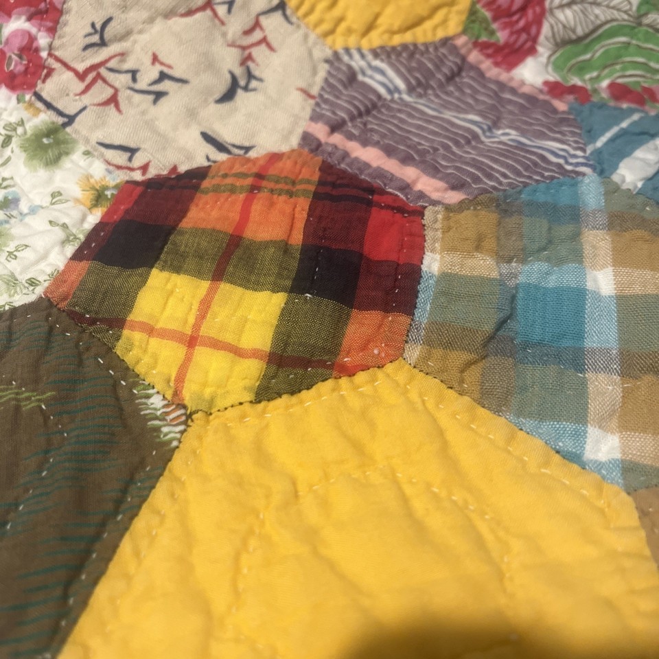 VTG Hand Stitched Patch work Quilt 73x88 So Colorful! | eBay