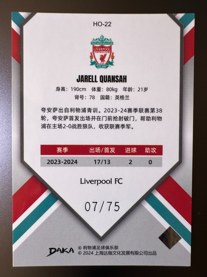 2024 Daka Liverpool FC Team Set Soccer Holocene Orange /75 - Jarell ...