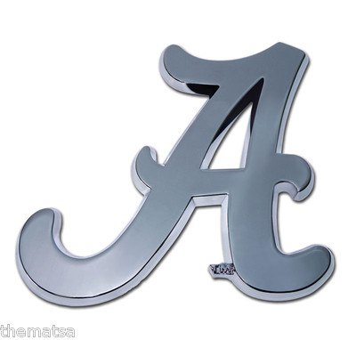ALABAMA CRIMSON TIDE SCRIPT A CHROME MADE IN USA EMBLEM ADHESIVE ...