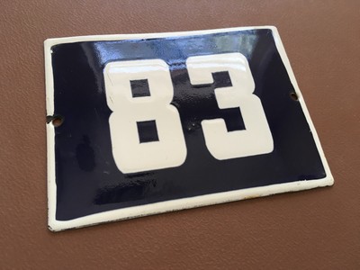 ANTIQUE VINTAGE ENAMEL SIGN HOUSE NUMBER 83 BLUE DOOR GATE STREET SIGN ...