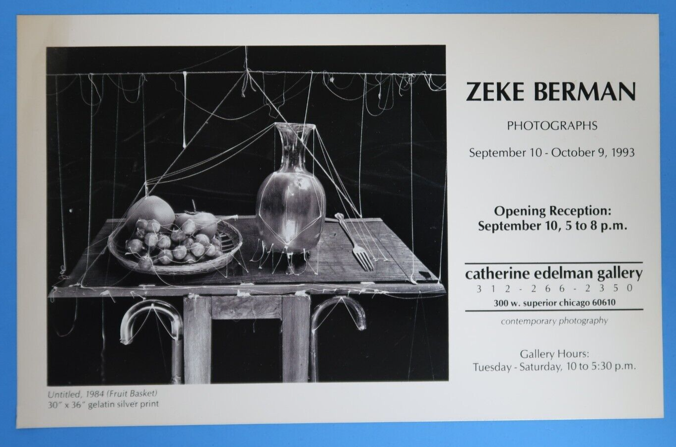 Zeke Berman Photographs 1993 Reception Art Exhibit Gallery Flyer ...