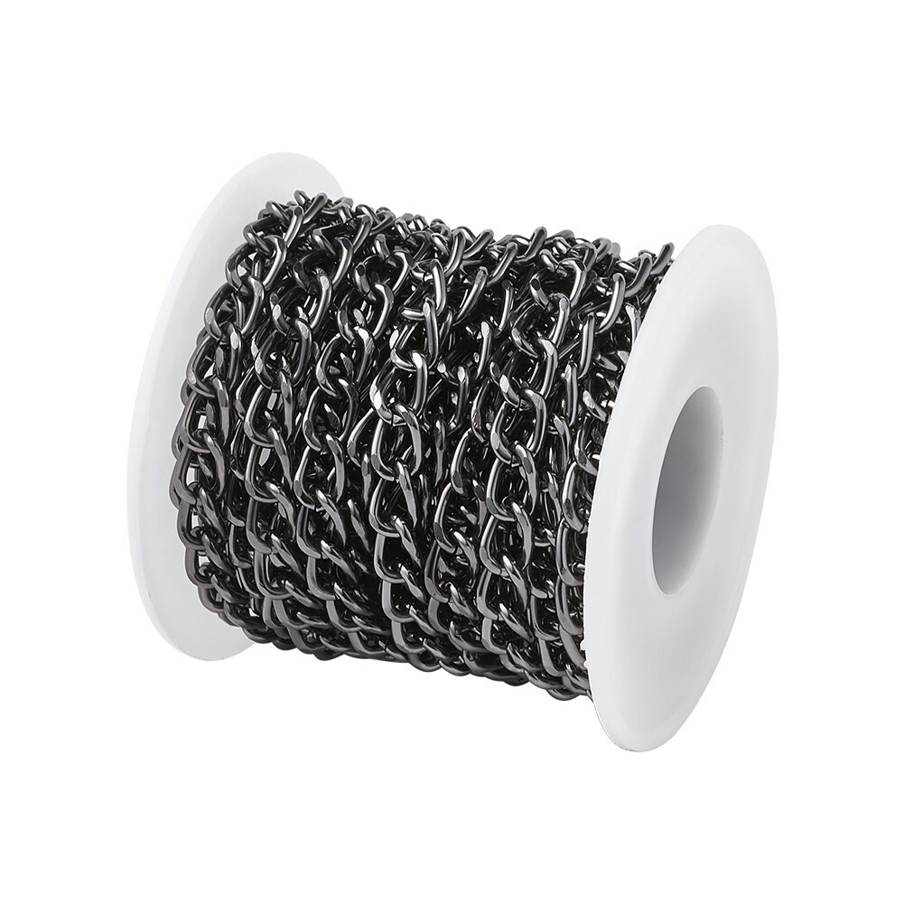 1 Roll 16.4Ft Aluminum Twist Curb Cross Chain Black Unwelded Link Chain ...